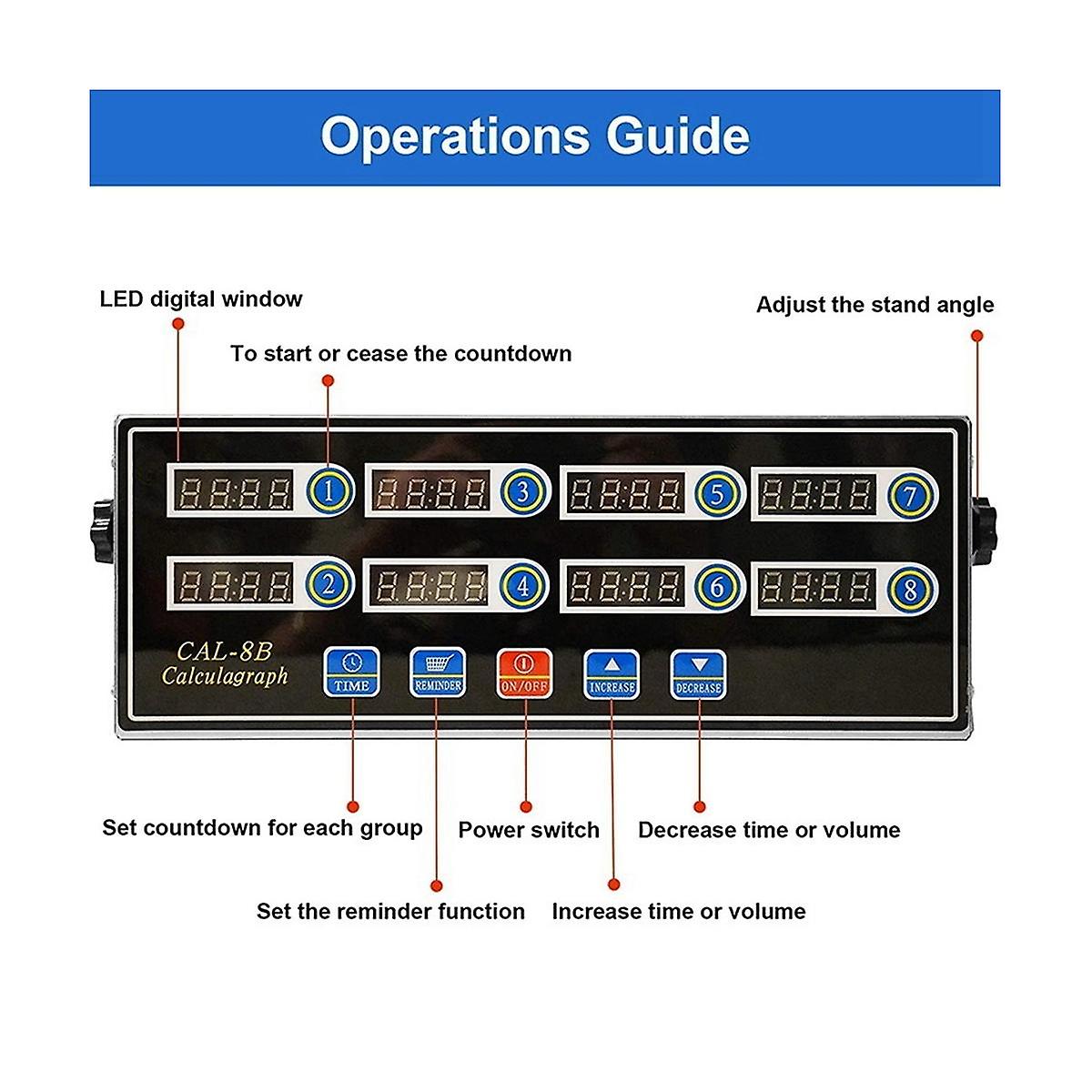Commercial 8 Channels Digital Kitchen Timer, Stainless Steel ...