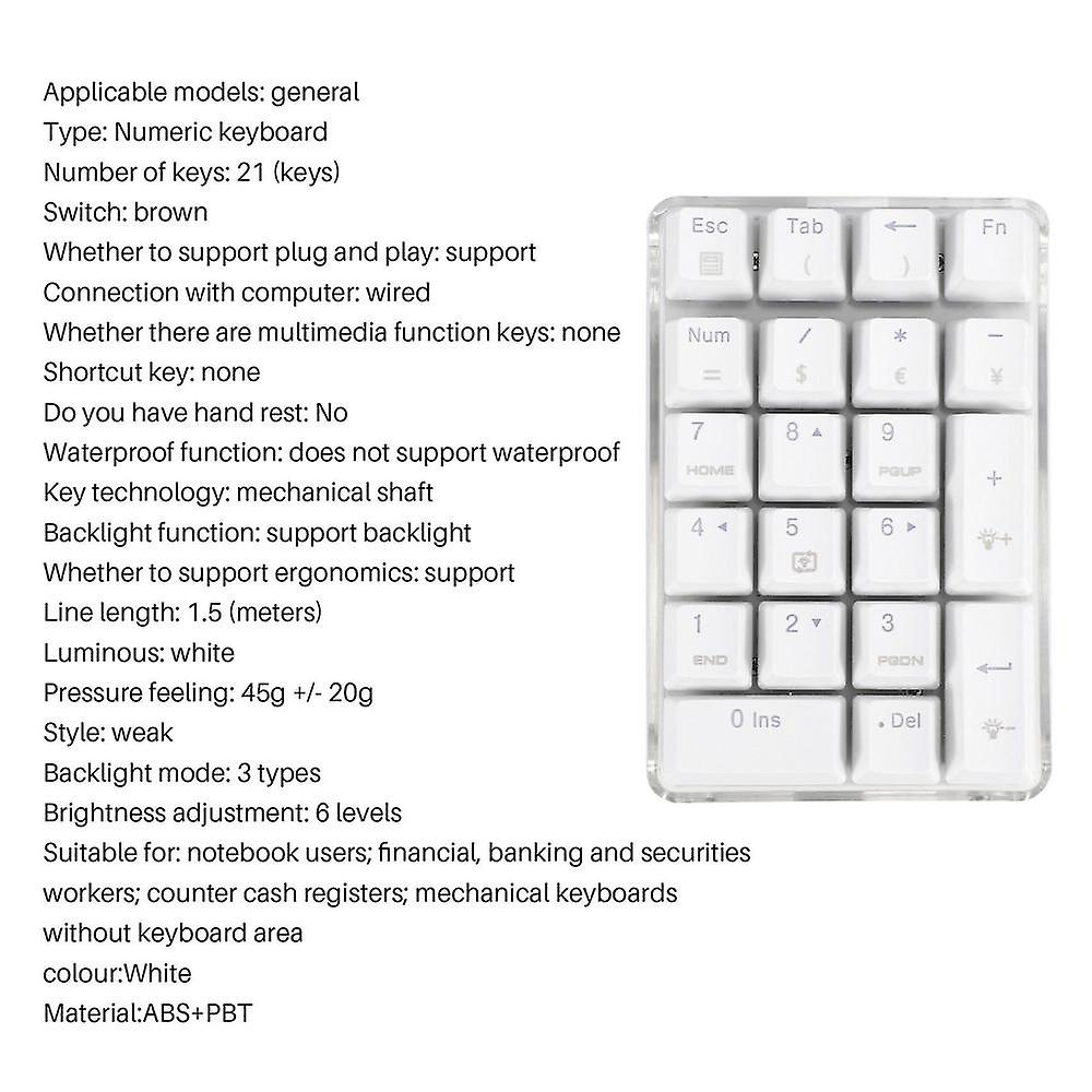 Mechanical Numeric Keypad Gateron Brown Switch Wired Gaming Keypad ...
