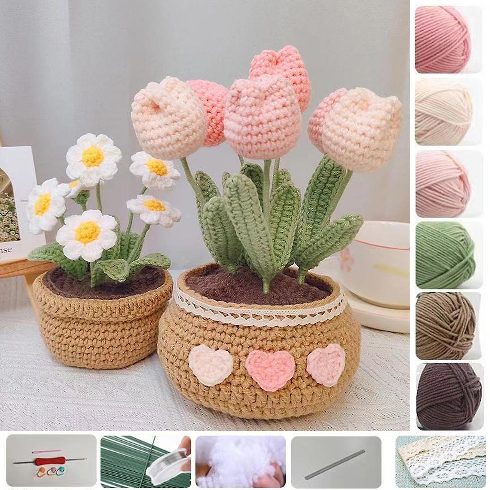 1 Set Vibrant Color Simulation Flower Creative DIY Crochet Kit Tulip ...