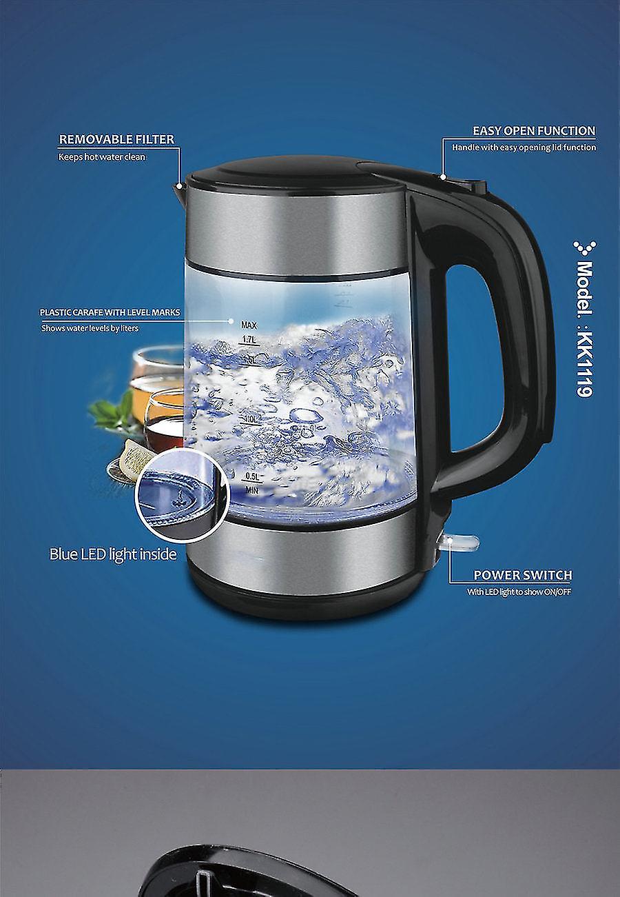 1.7L Electric Kettle Blue Led Light Glass Kettle 2200w Smart Whistle ...