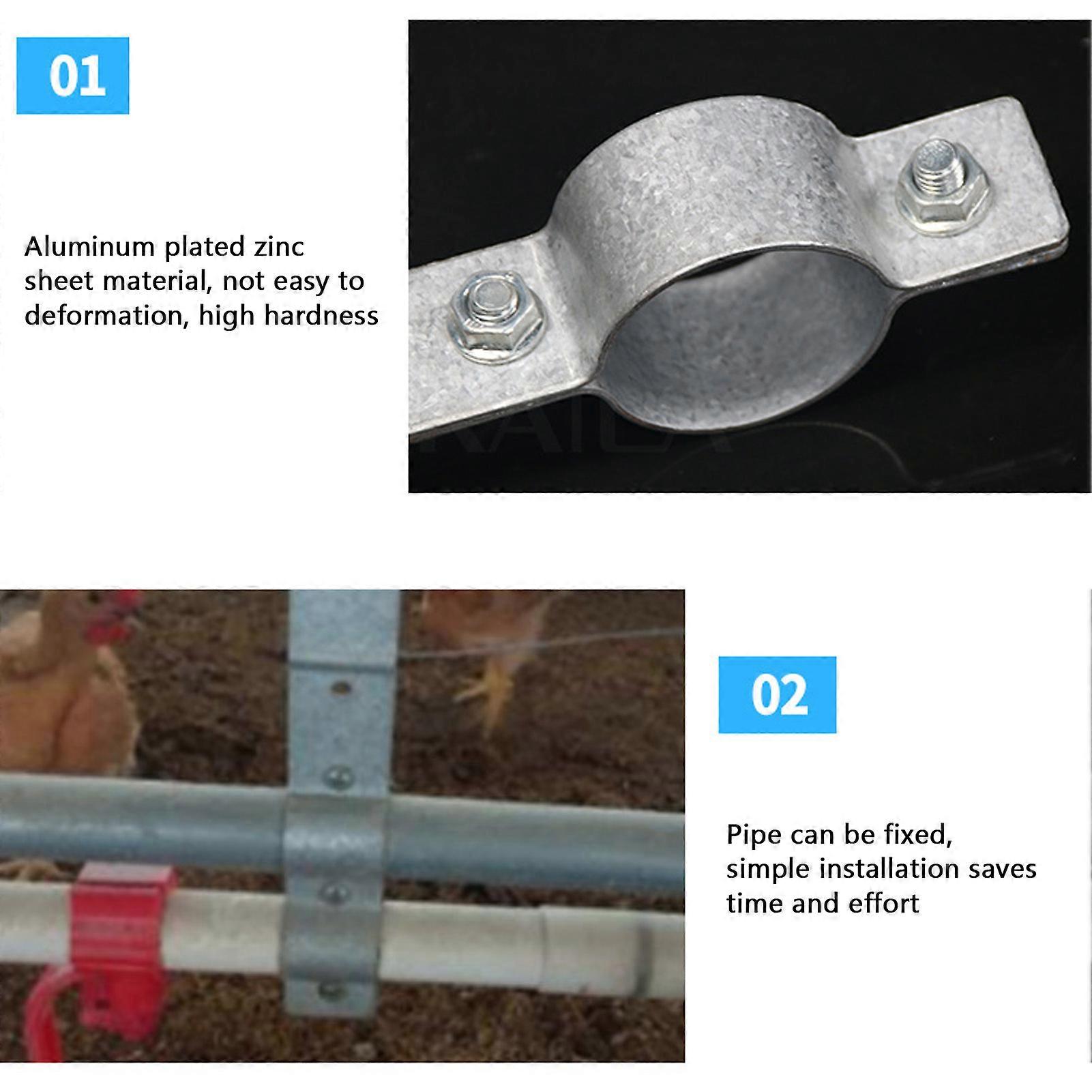 5 Sets Water Pipe Fixing Clamp Aluminum Plated Zinc Poultry Chicken ...