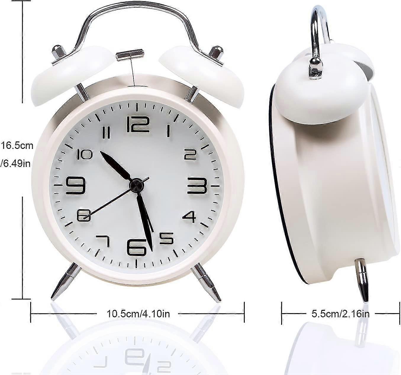 4 Twin Bell Alarm Clock Battery Operated, Loud Mechanical Wind-up Alarm ...