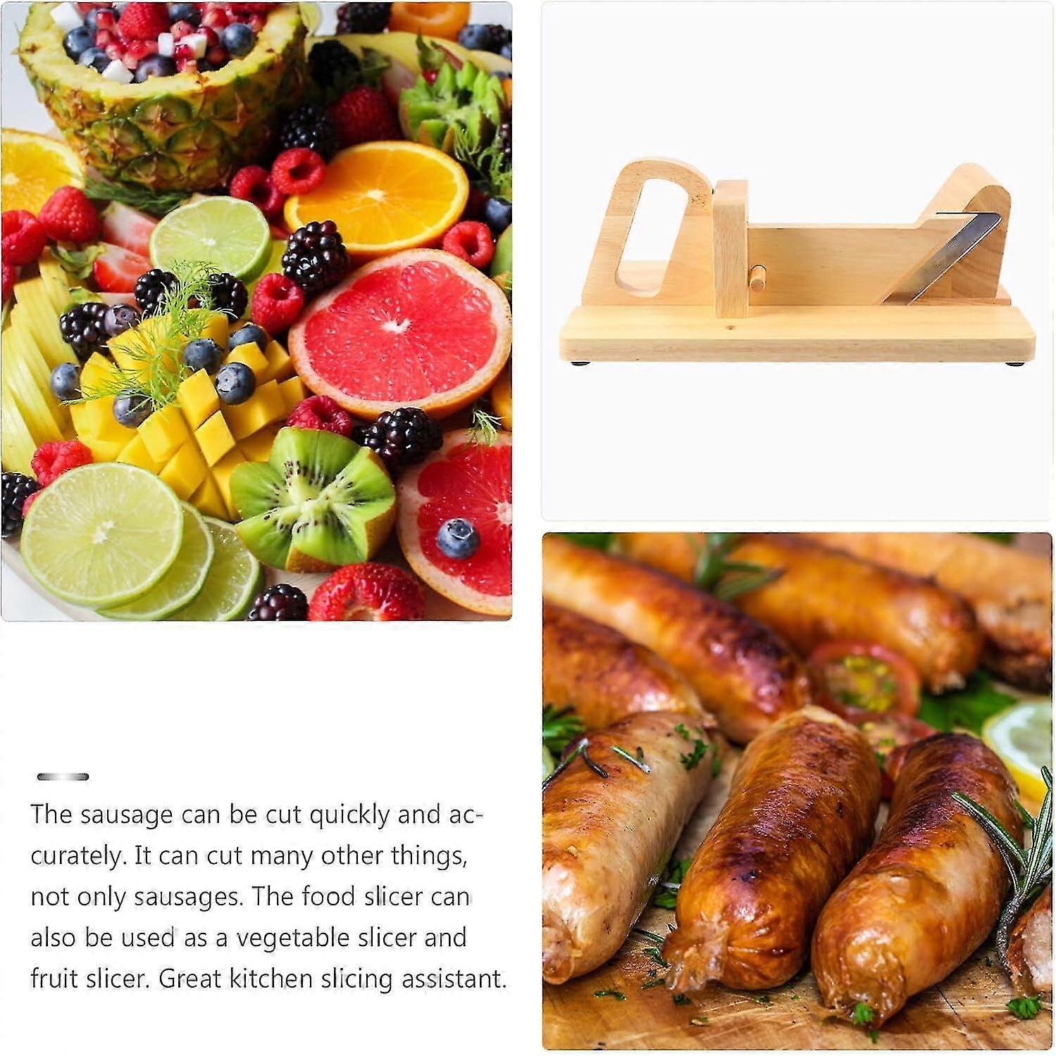 Wood Sausage Slicer Wooden Chorizo Guillotine Slicer Salami Cutter with ...