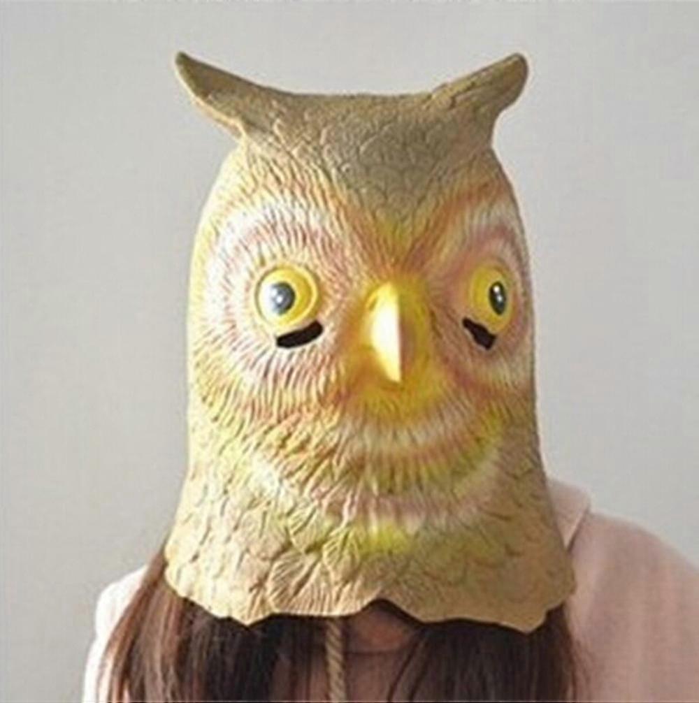 Owl Head Mask Rubber Latex Animal Costume Full Head Mask Halloween ...