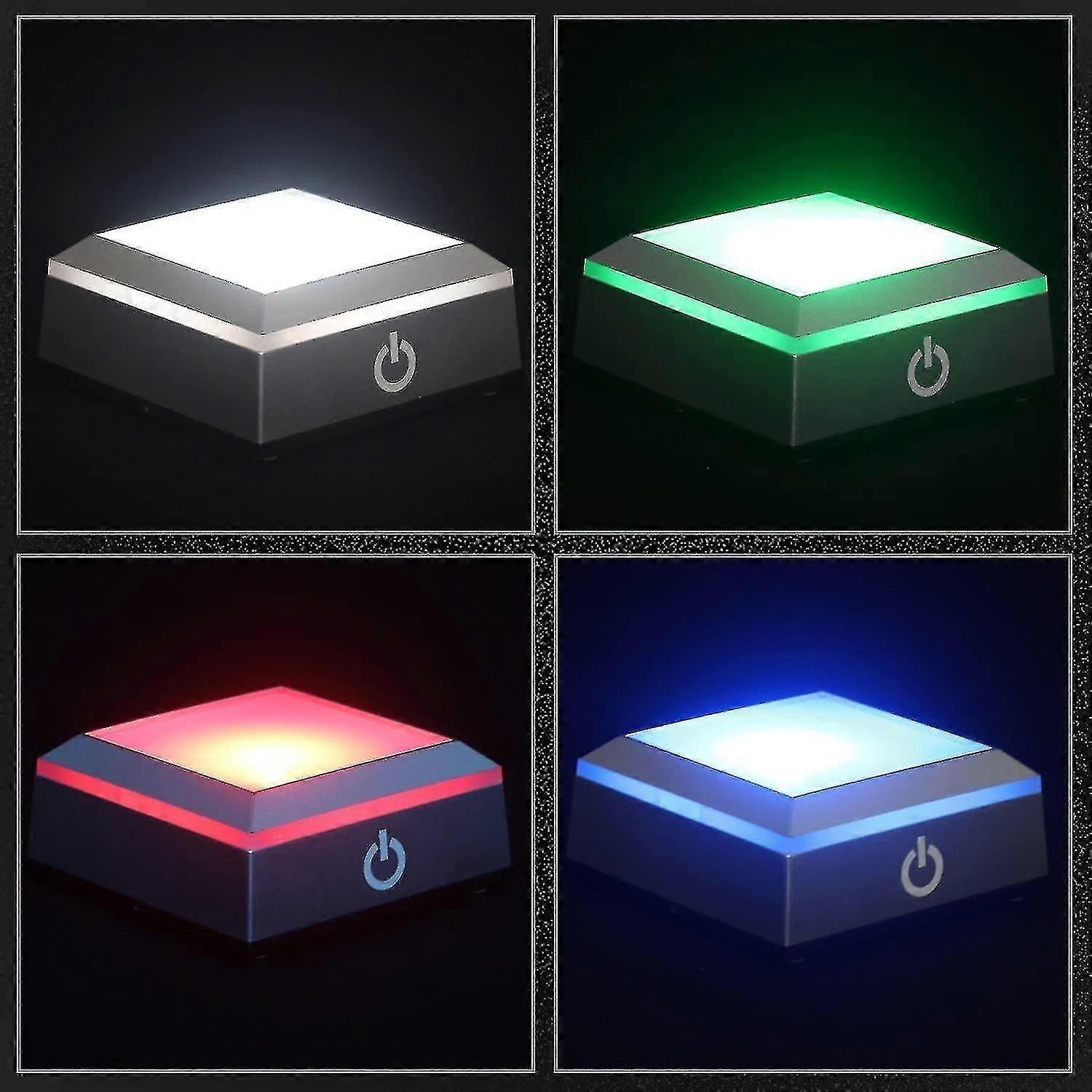 Led Light Base For Crystal 3d Glass Art Colorful Lighted Square Stand ...