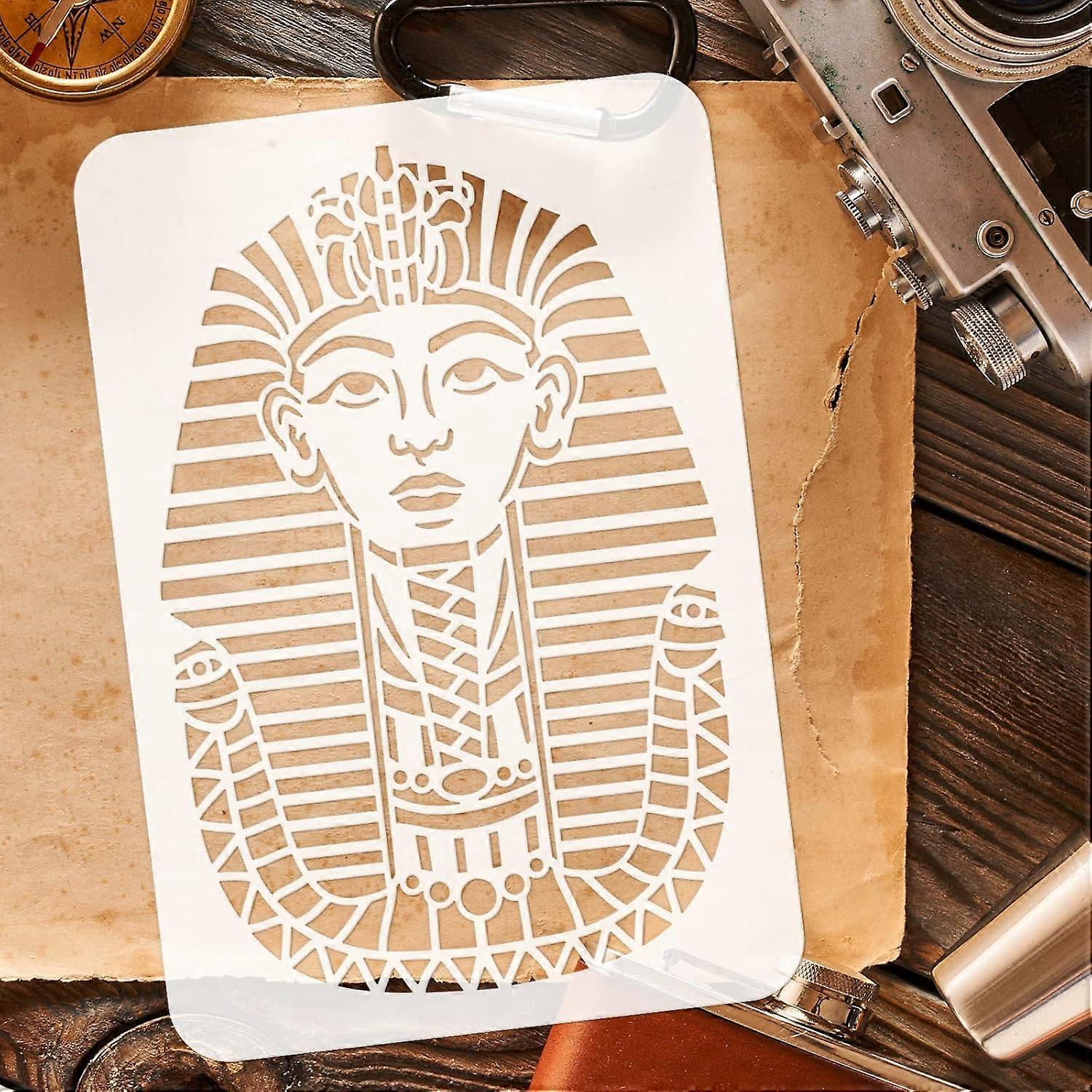 Egypt Tutankhamen Stencil 11.7x8.3 inch Hollow Out Tutankhamen's Mask ...