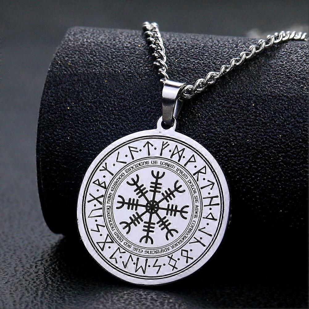 Stainless Steel Necklace Aegishjalmur Invincible Viking Odin Logo ...