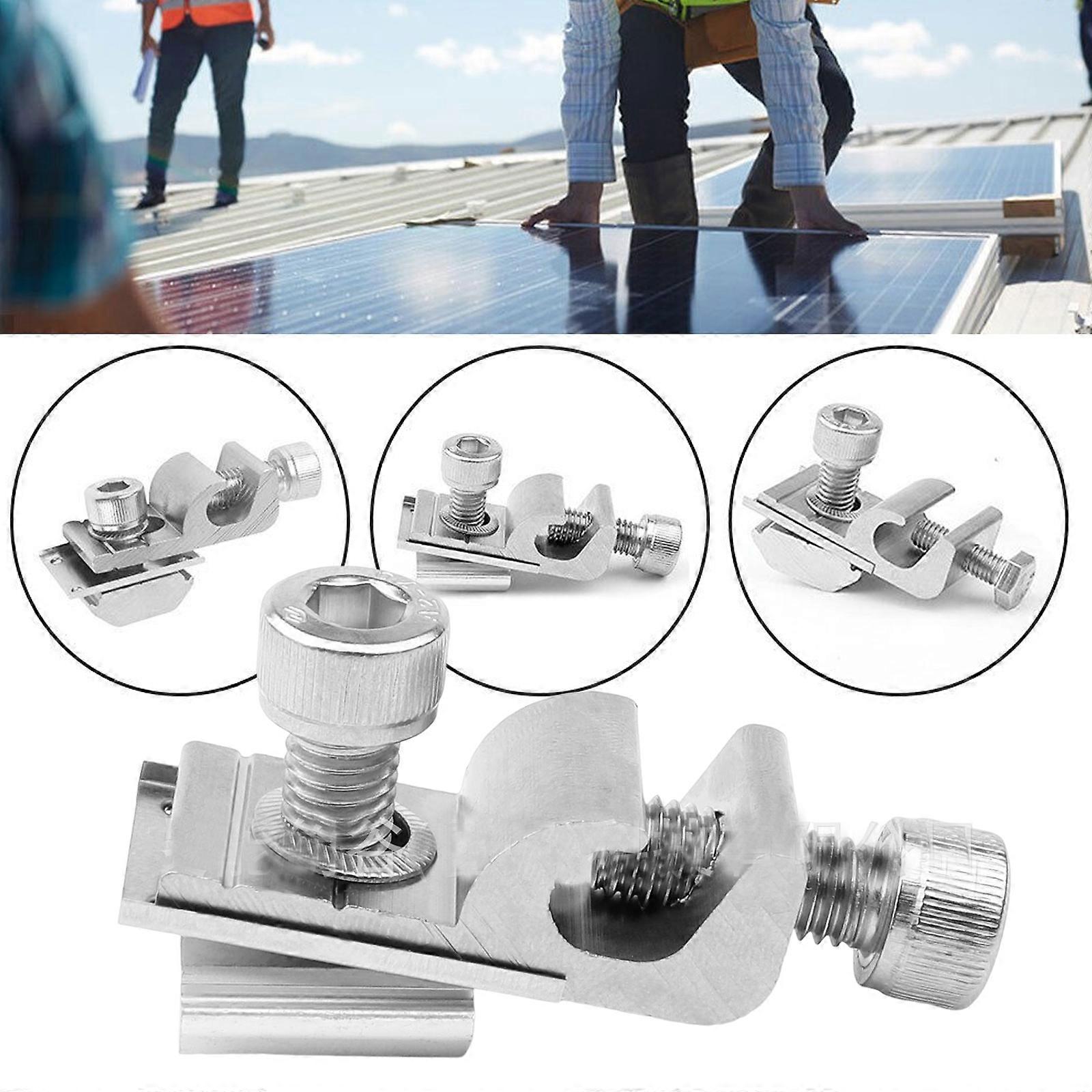 10pcs Grounding Clamp Alu Stainless Steel PV Solar Panel Grounding ...