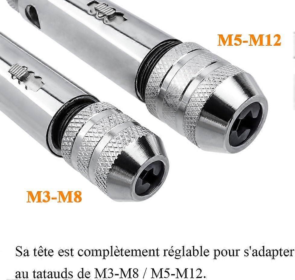2pcs Tap Wrench T-Tapping Wrench Sliding Handle Adjustable Tapping Reamer, Tap Holder Tap ...