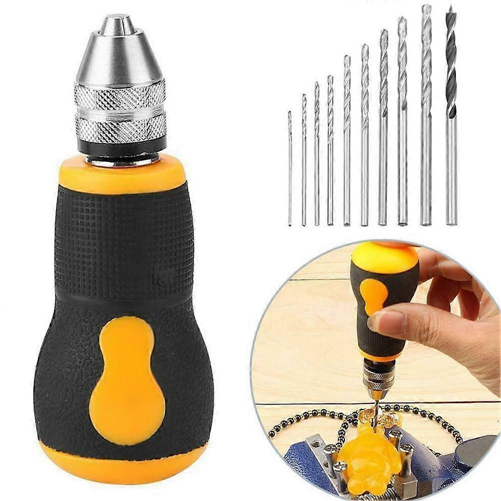 Micro Mini Portable Small Hand Drill + 10pcs Drill Tool 0.8-3.0mm Bits ...