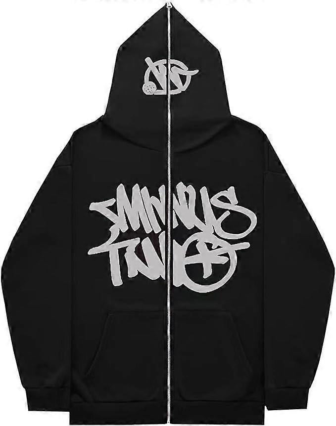 Men's Minus-Two Zip Hoodie, Y2K Hip Hop Streetwear Casual Jacket ...