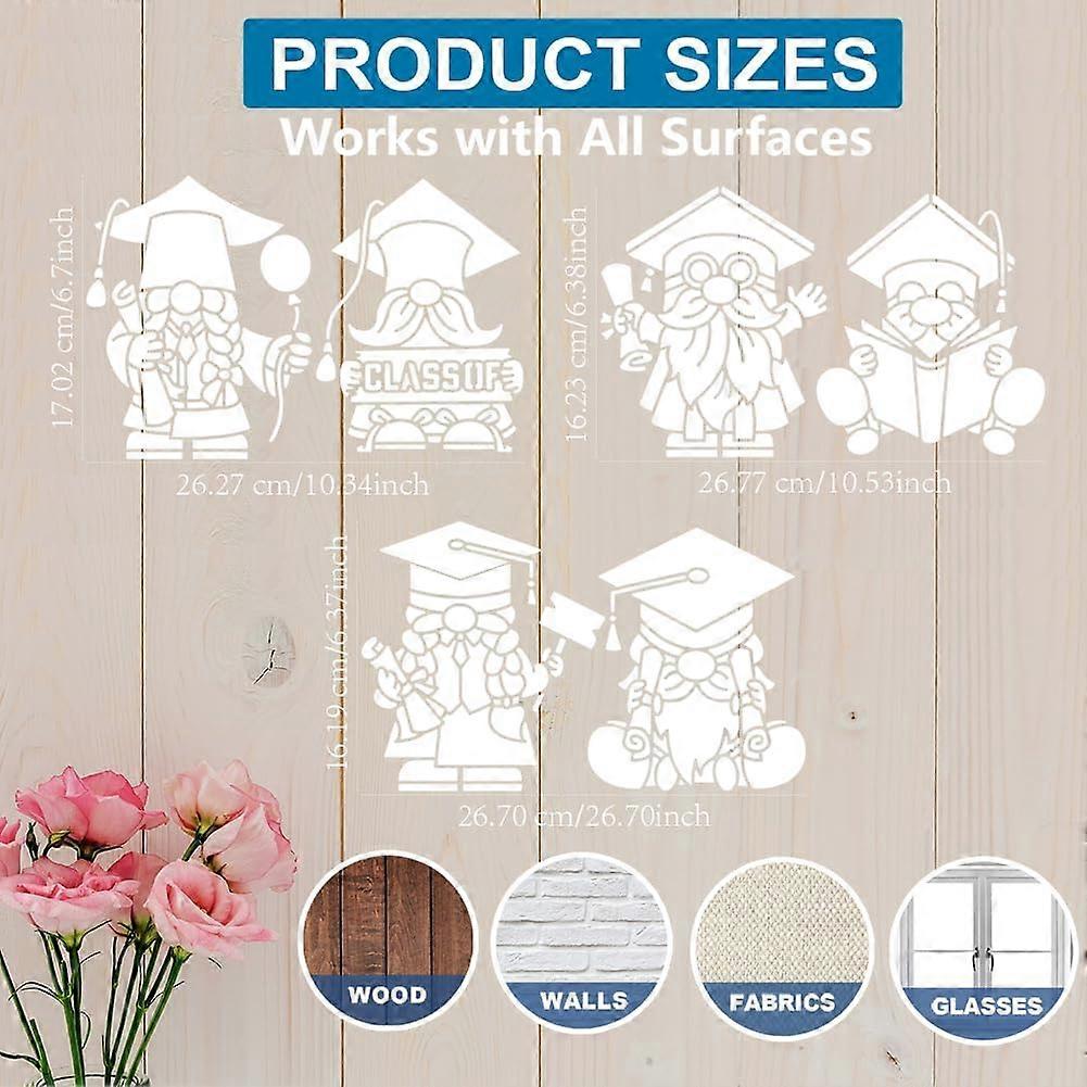 6 Styles Graduation Gnome Stencil 11.78.3inch Large Graduation Cap and ...