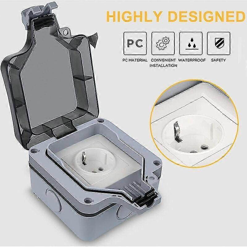 Way Outdoor Power Socket, Ip66 Outdoor Wall Socket, Weatherproof ...