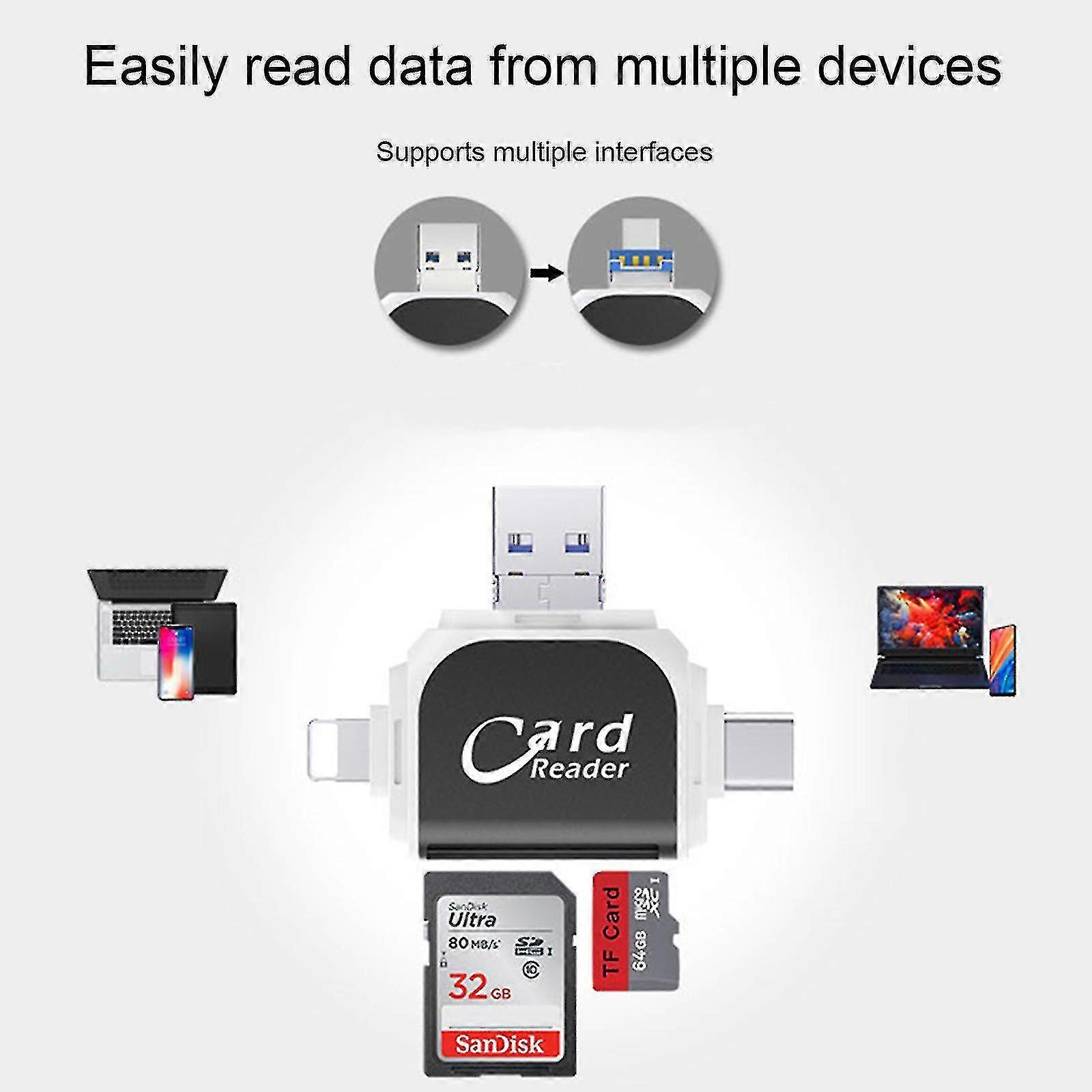 Multi-port 4 In1 Universal Sd Tf Card Reader,usb C Sd Tf Memory Card ...