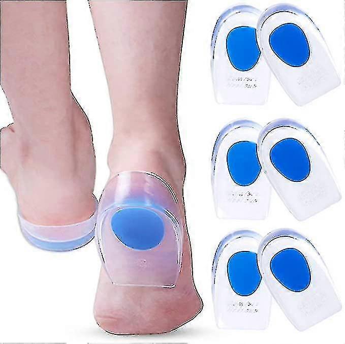 3 Pairs of Gel Heel Cup Plantar Fasciitis Inserts - For Heel Pain, Bone ...