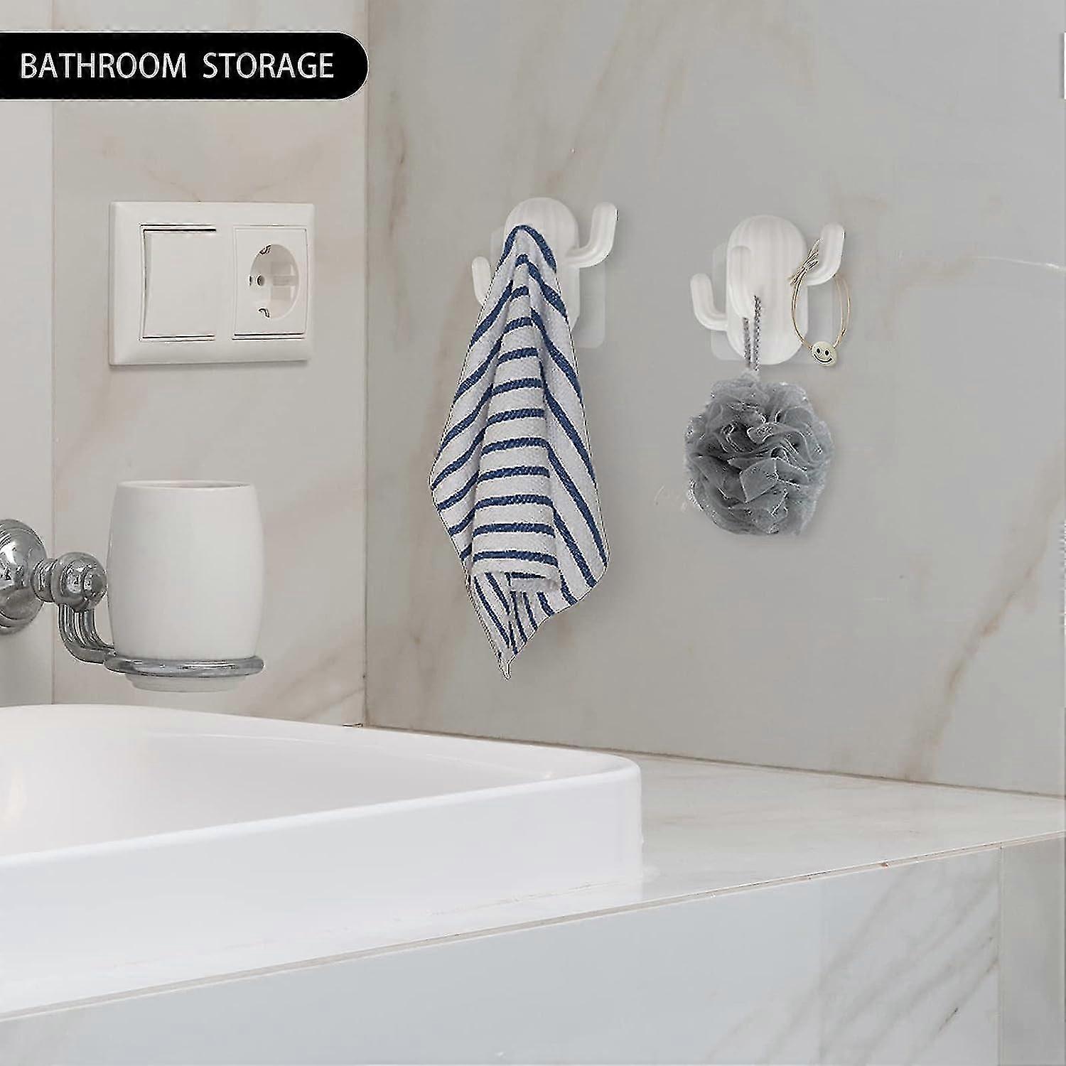 Set Of 2 Cute Adhesive Cactus Shaped Hooks, Decorative Wall Hooks ...