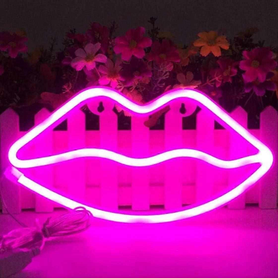 Lips Shaped Neon Signs Led Romantic Art Decorative Neon Lights Wall ...