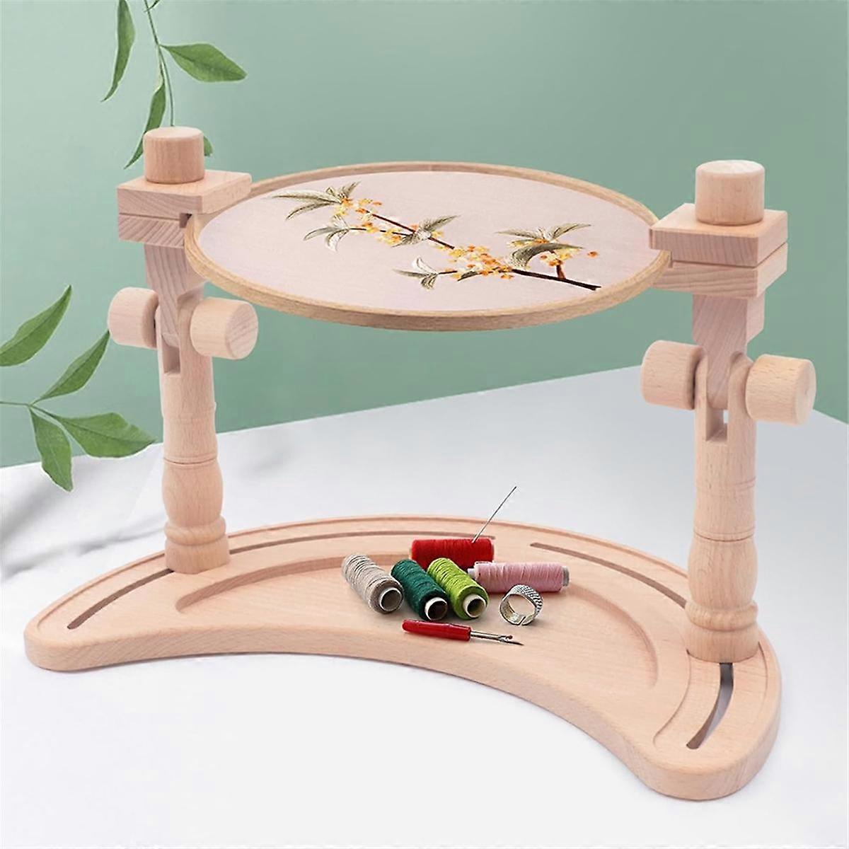 Adjustable Embroidery Stand, Rotated Stand Beech Wood Embroidery Hoop ...