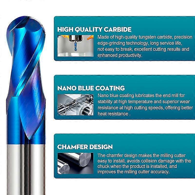 Milling Cutter Ball Nose End Mill R0.5-r8 Spiral Carbide Milling Bit ...