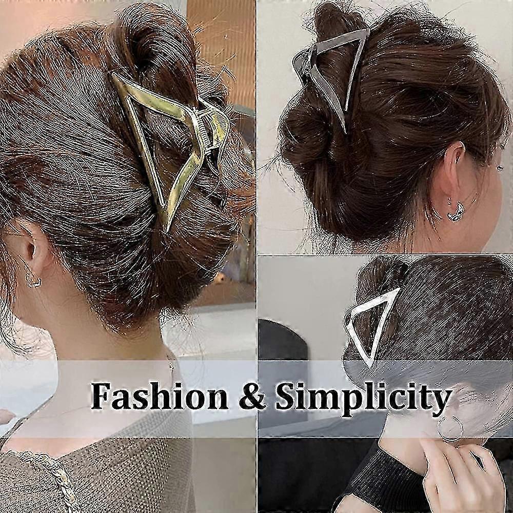 10cm Women Alloy Hair Claw Clip For Thin & Long Hair, Triangular Claw ...