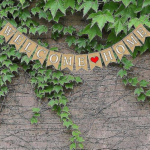 Welcome Home Banner Bunting 2.8m Rustic Burlap Bunting Banner Vintage ...