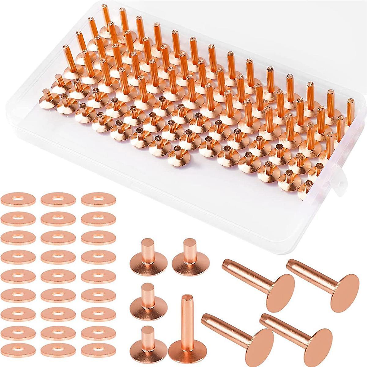 154Pcs Copper Rivets for Leather, Leather Rivets, Pure Copper Rivets ...