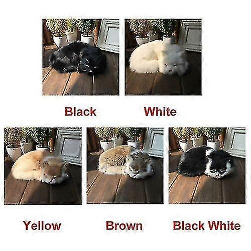 Realistic Sleeping Lifelike Cat Plush Fake Fur Life Size Furry House ...