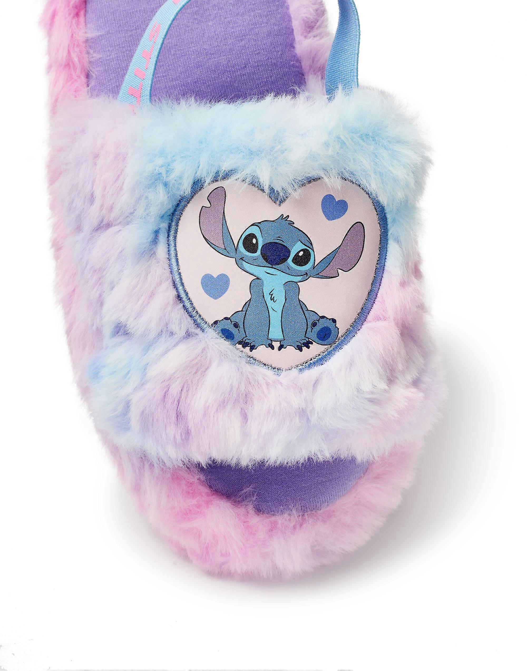 Disney Womens Slider Slippers Multicoloured Fluffy Ombre Stitch ...