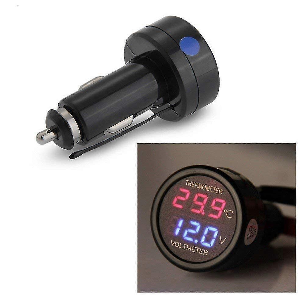 2 In 1 Voltmeter + Thermometer Battery Voltage Temperature Digital ...