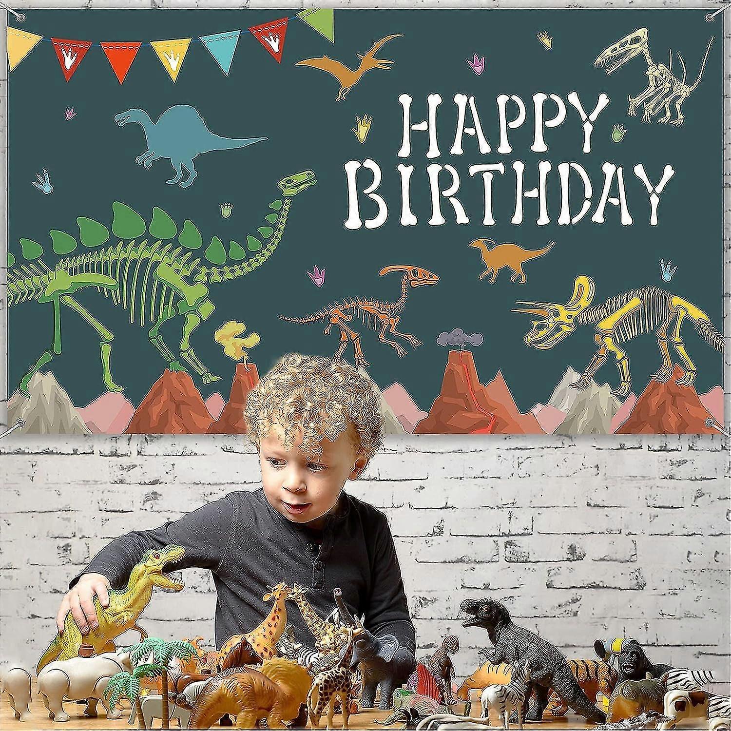 Dinosaur Birthday Backdrop Large Dinosaur Happy Birthday Photography ...