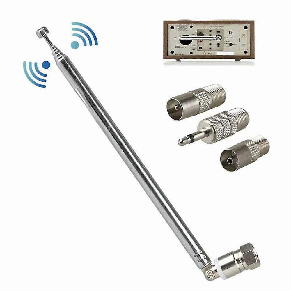 Radio Antenna Telescopic DAB FM Aerial W 3 Adapter HiFi AV Receiver ...