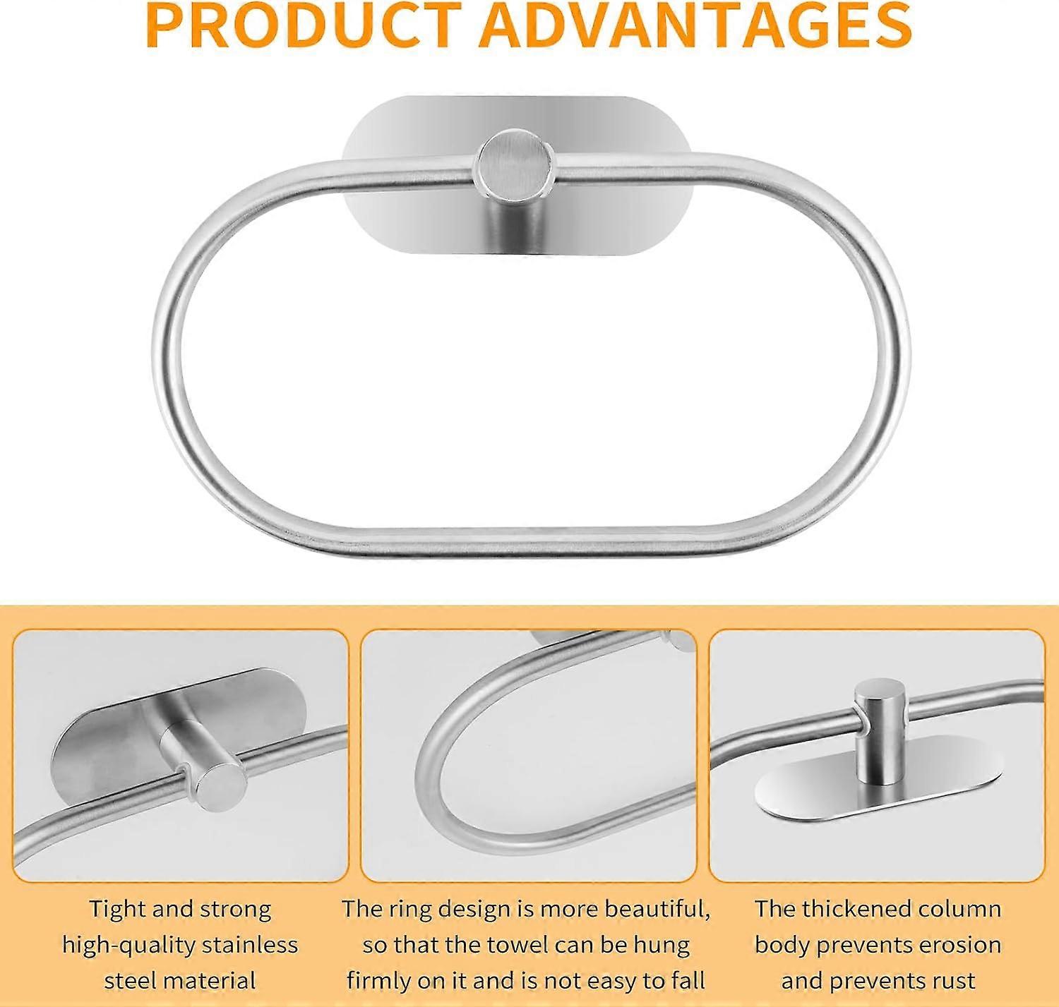 Stainless Steel Self Adhesive Towel Rack Rust Proof Hand Towel Holder ...