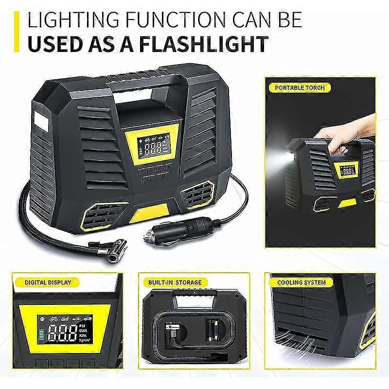 Portable Air Compressor, 150 PSI Car Tire Inflator, 3x2000mAh Mini Tire ...