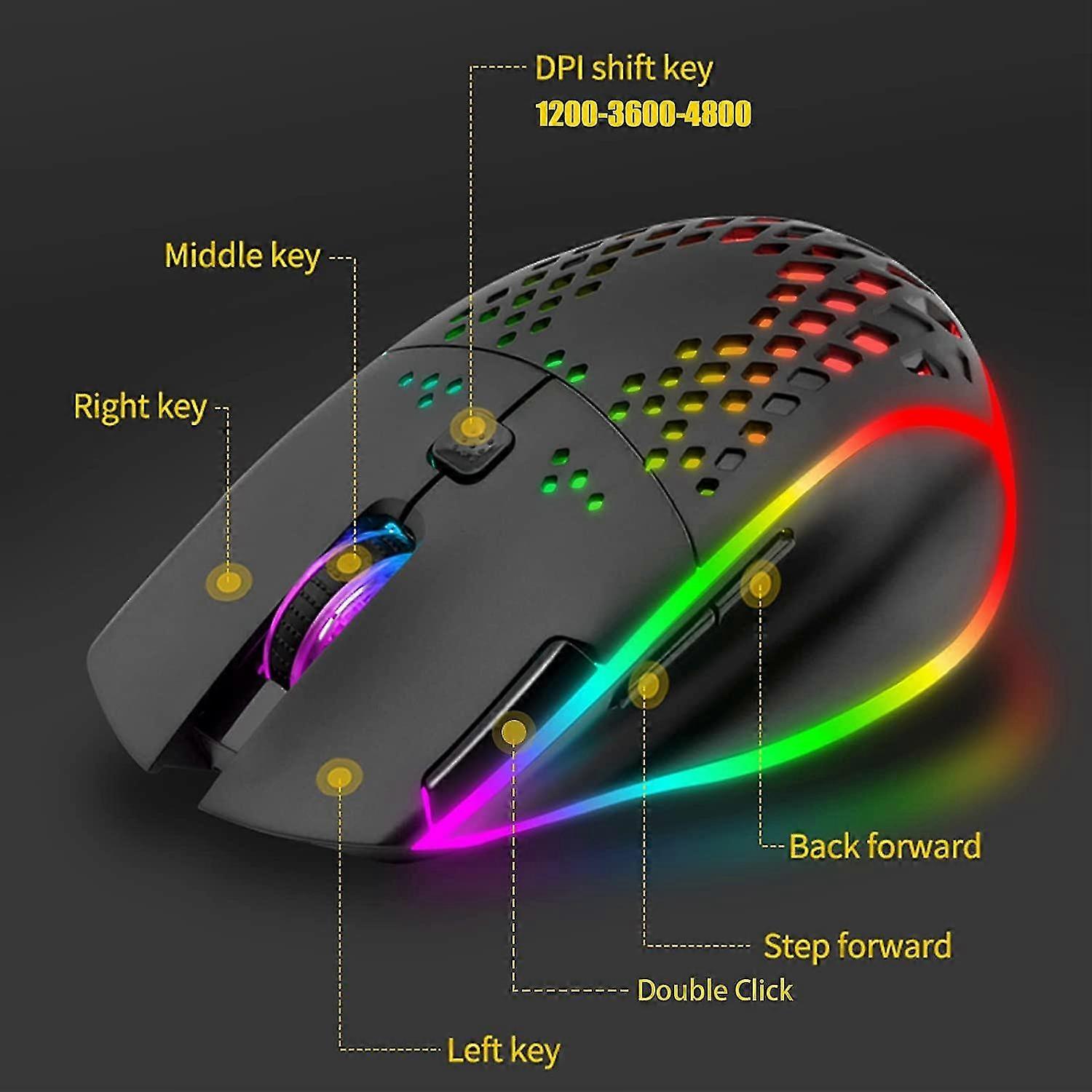 Gaming Mouse, Wireless Mouse Rechargeable Honeycomb Wireless Gaming ...