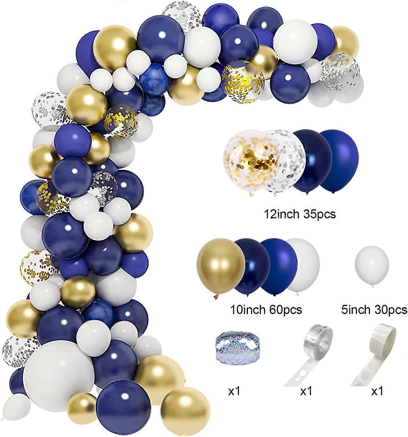 128 Pcs Navy Blue Balloon Arch Kit, Navy And Gold Balloon Garland Kit, Blue And Gold Balloons ...