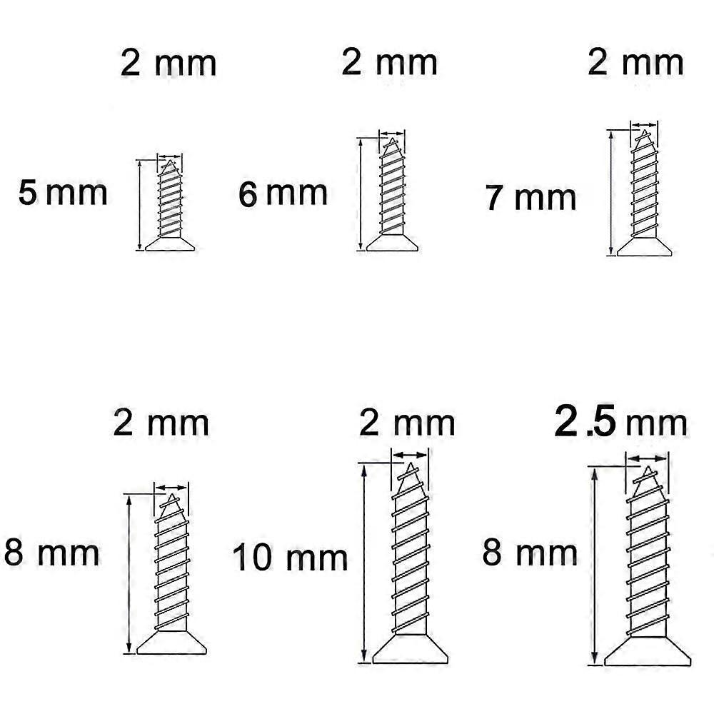 1200 Assortment Small Steel Flat Head Wood Screws 5mm 6mm 7mm 8mm 10mm ...