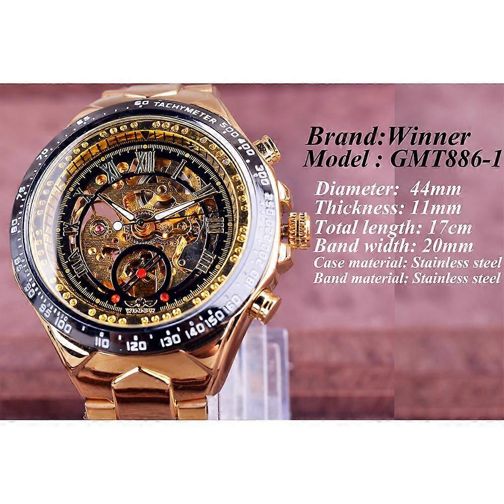 Winner Mechanical Sport Design Bezel Golden Watch Mens Watches Top ...