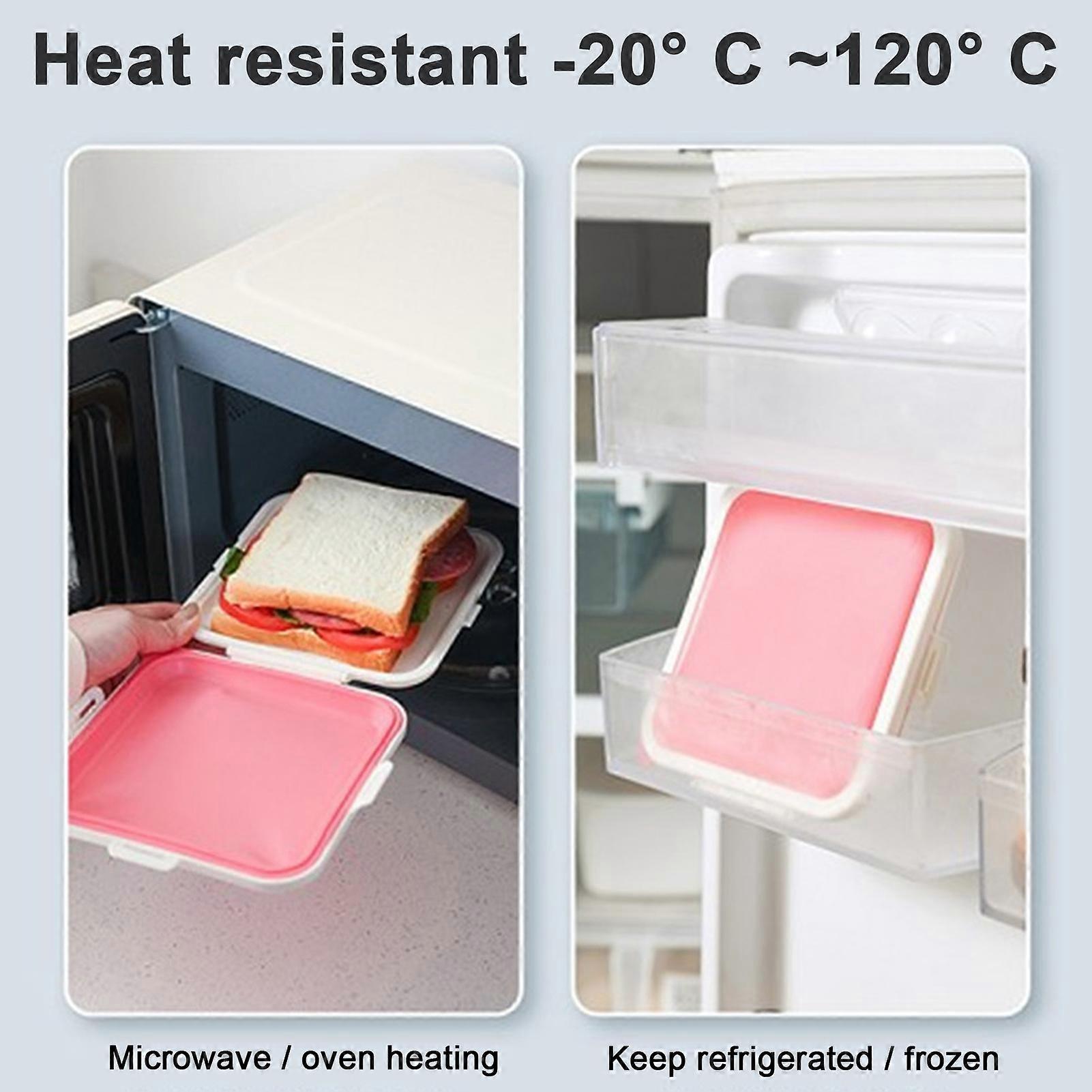 Sandwich Container Bento Lunch Box BPA-free Hinged Containers Reusable ...