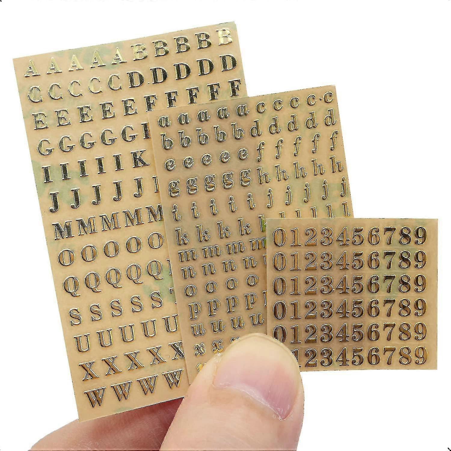 6 Sheets Small 0.12 Inch Alphabet Number Stickers Alloy Adhesive ...