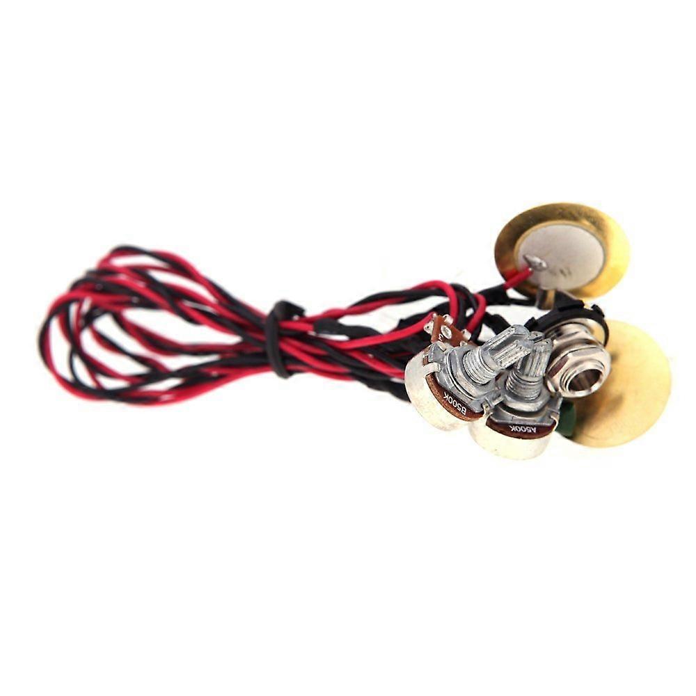 Dual Piezo Pickup Pick-up 6.35mm Jack with Volume Tone Control for Acoustic Guitar Ukulele ...