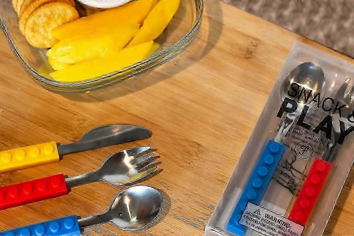 Toddler Food Safe Silicone & Steel Building Utensils, Stackable ...