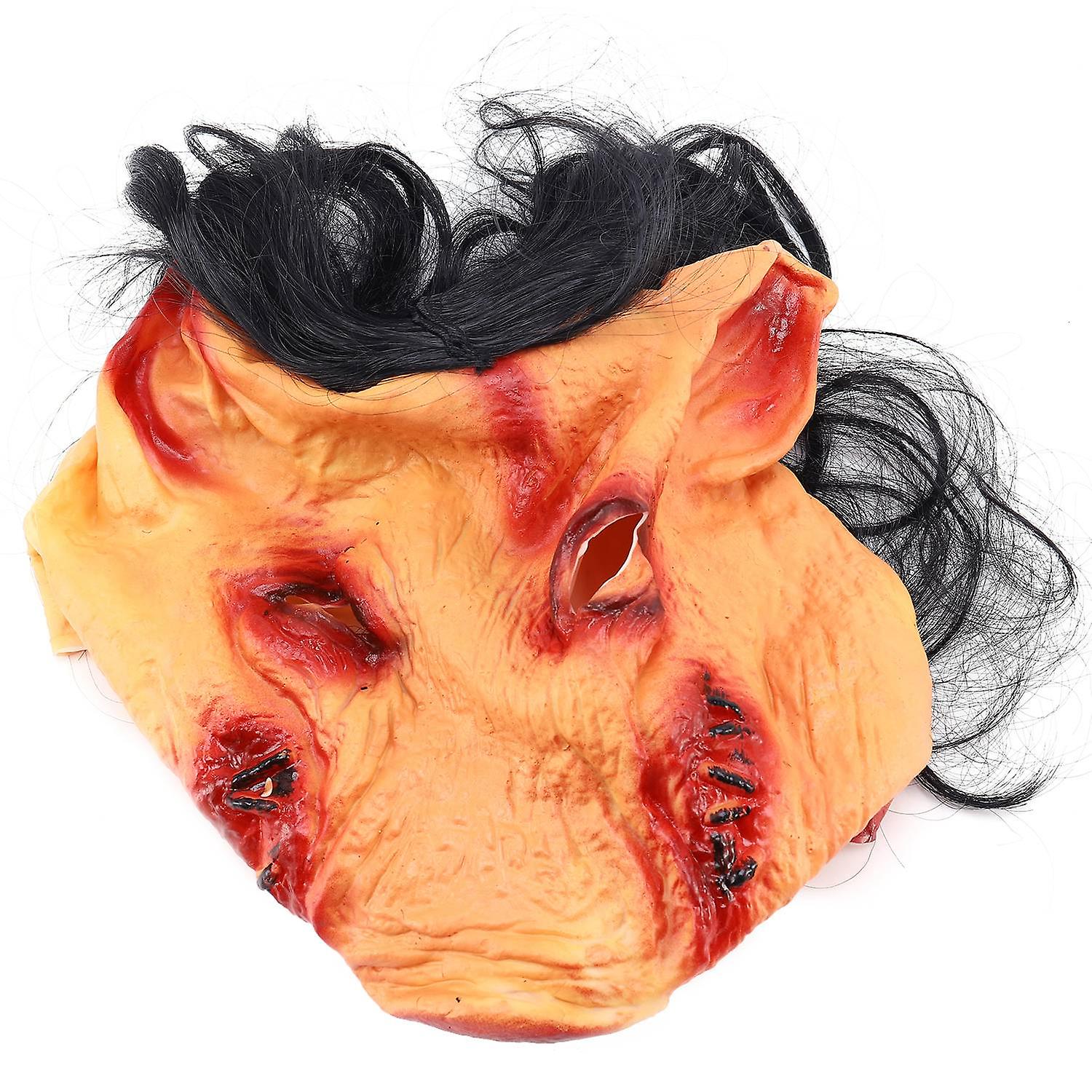 Scary Masks Novelty Pig Head Horror With Hair Masks Caveira Cosplay ...