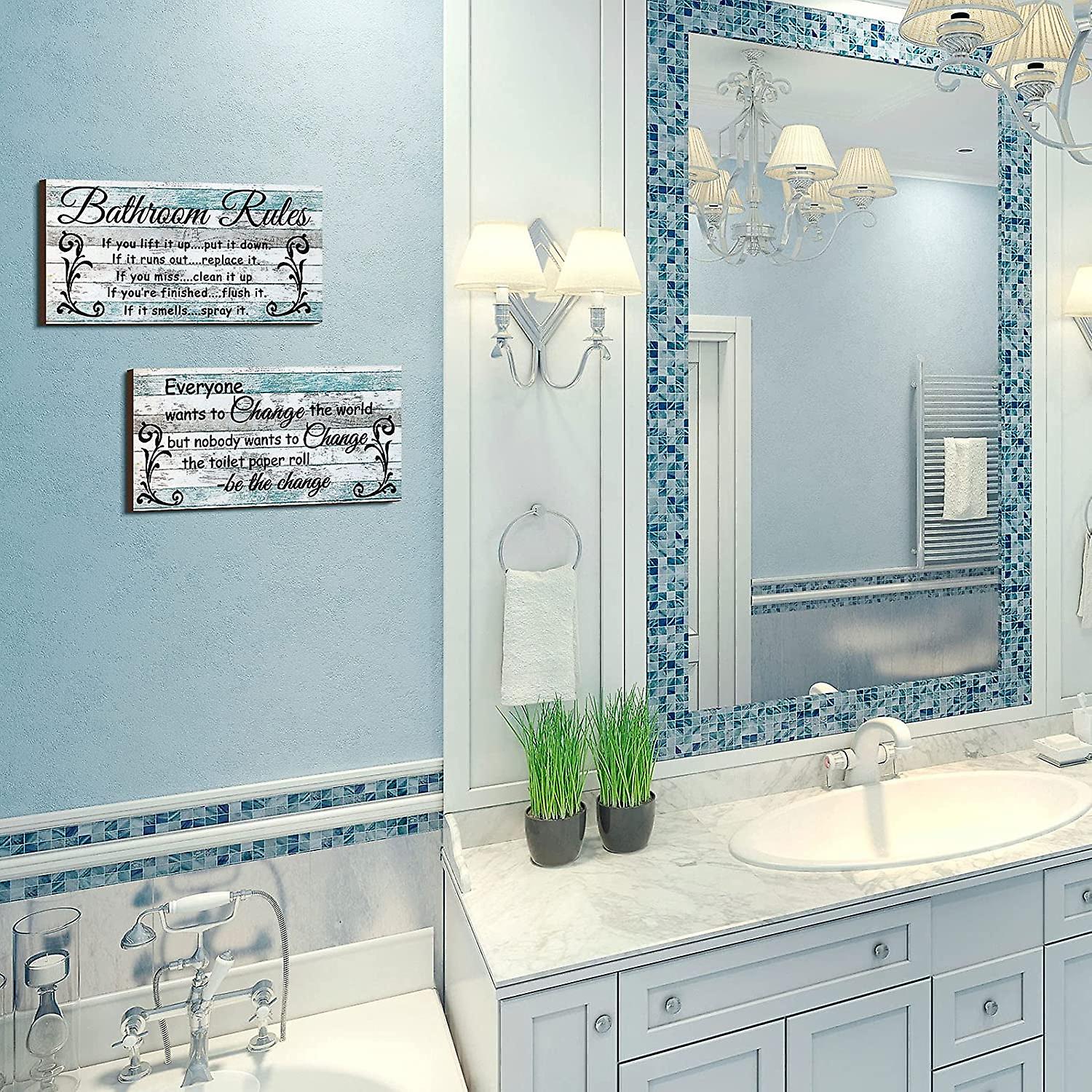 Funny Bathroom Signs Ocean Theme Beach Bathroom Decors Bathroom Rules ...