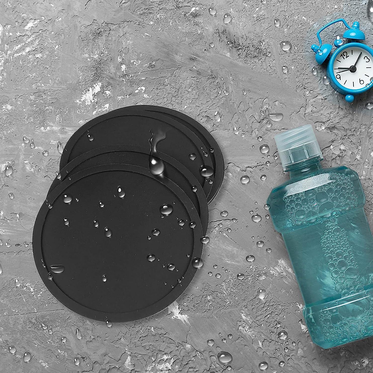 12 Pieces Silicone Coasters with Holder, Black Table Coaster with ...