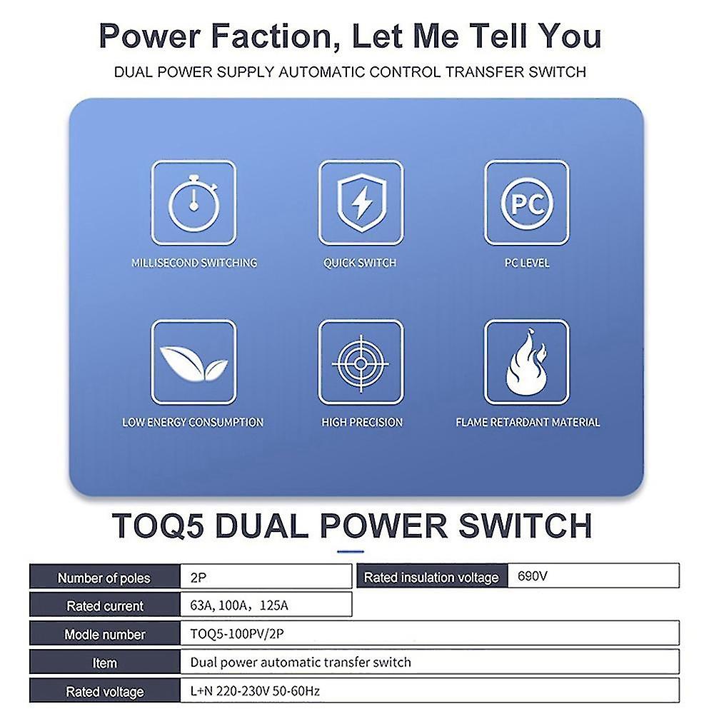 Din Rail 2p Ats Dual Power Automatic Transfer Switch Electrical Selector Switches Uninterrupted ...