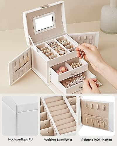 3-layer lockable jewelry box with mirror and velvet lining | Fruugo UK