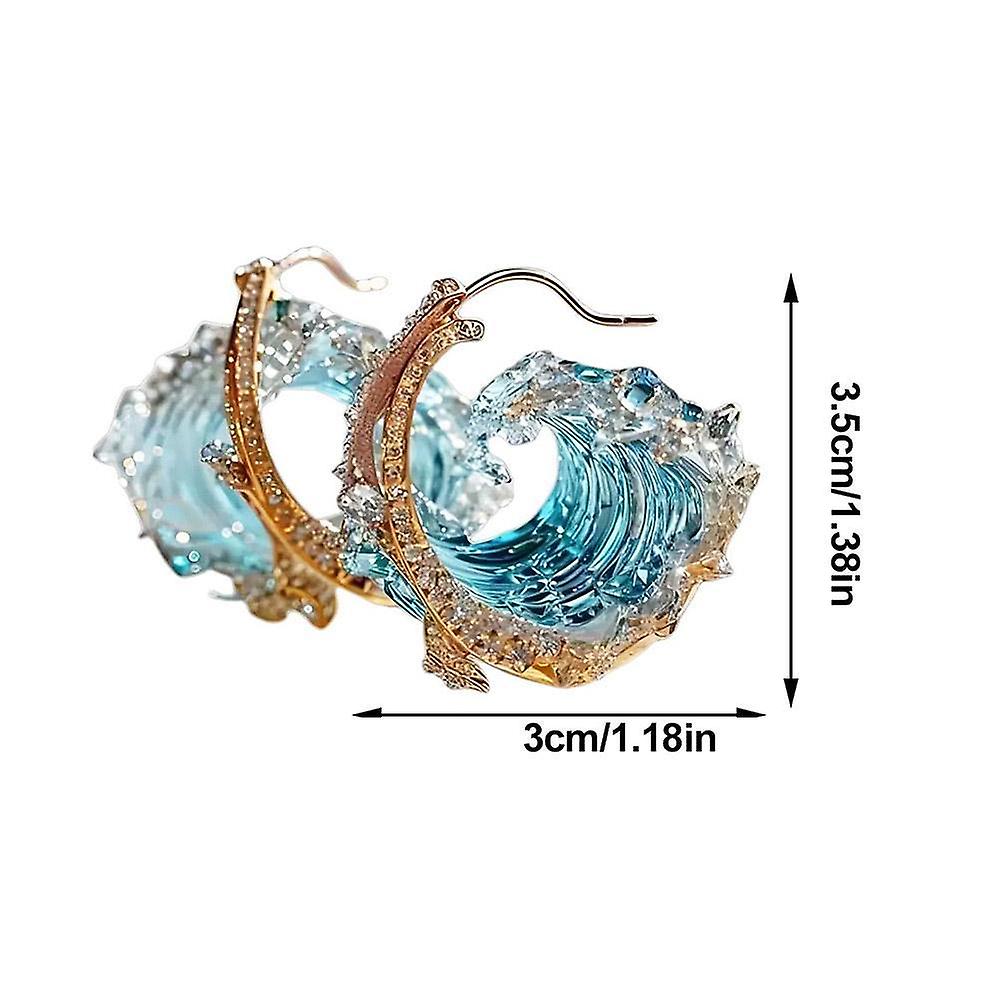 Ocean's Oath Jewelry Set, Boho Blue Ocean Wave Necklace Earring Rings ...