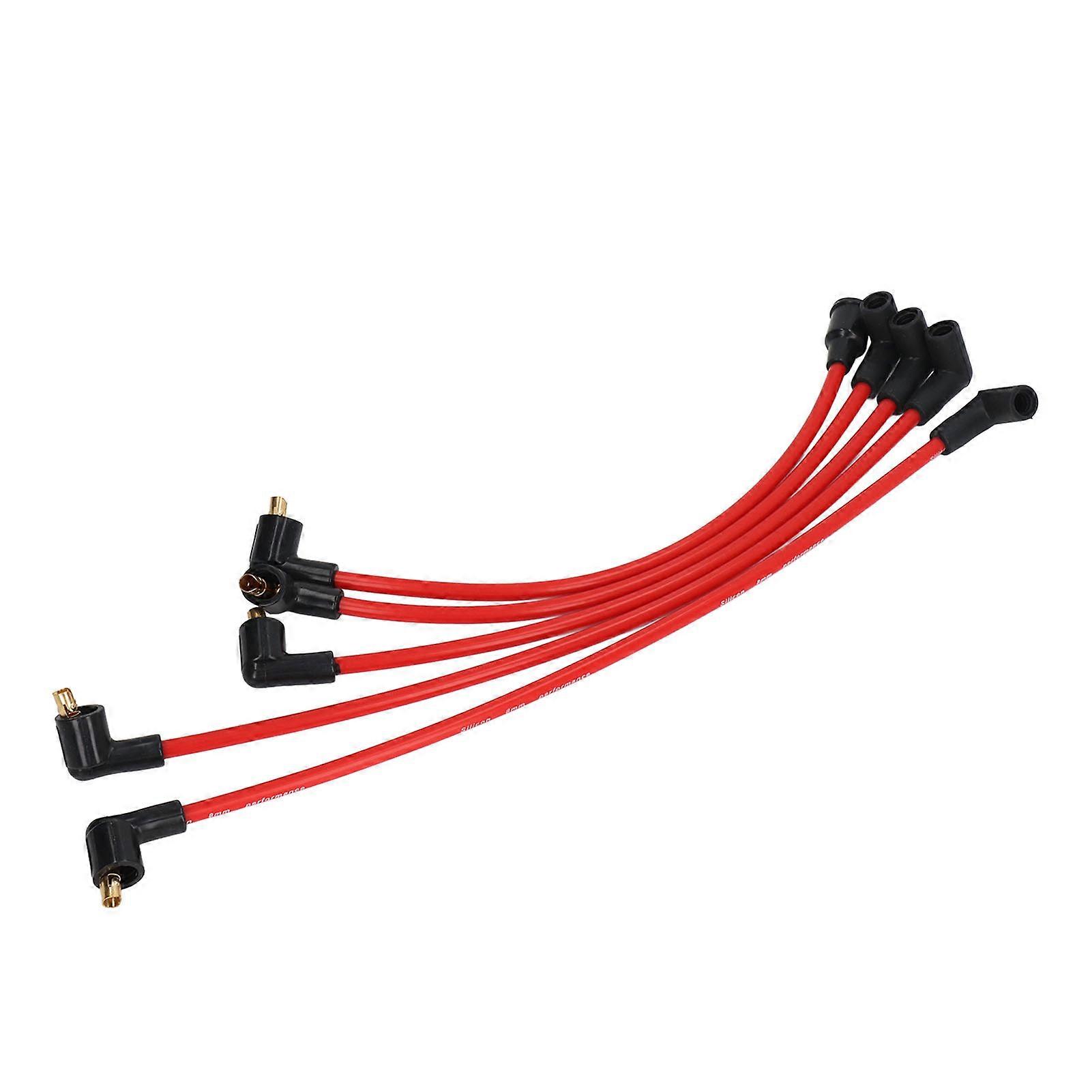 5Pcs 8mm Red Silicone HT Ignition Leads Spark Plug Wires Cables for MGB ...