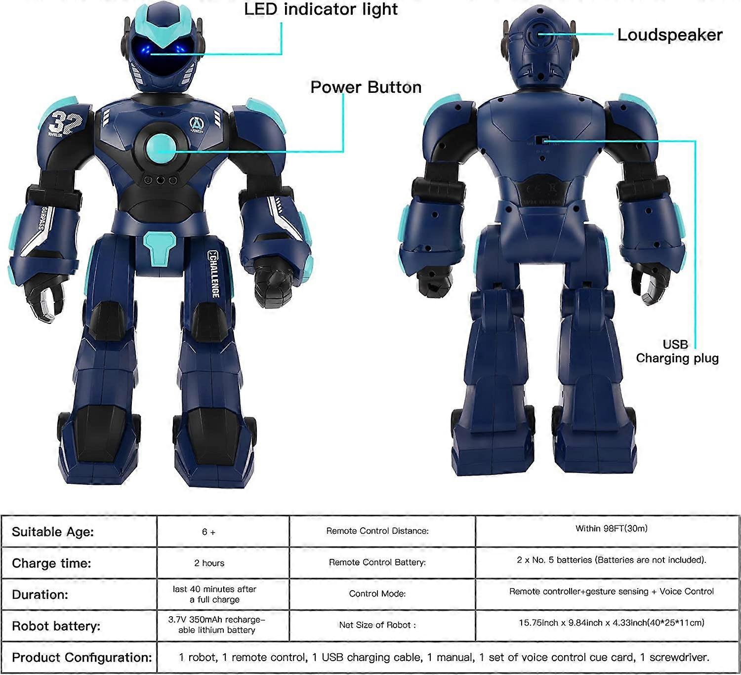 Robot Toys RC Robot for Kids Rechargeable Intelligent Programmable Robot with Controller, Remote ...