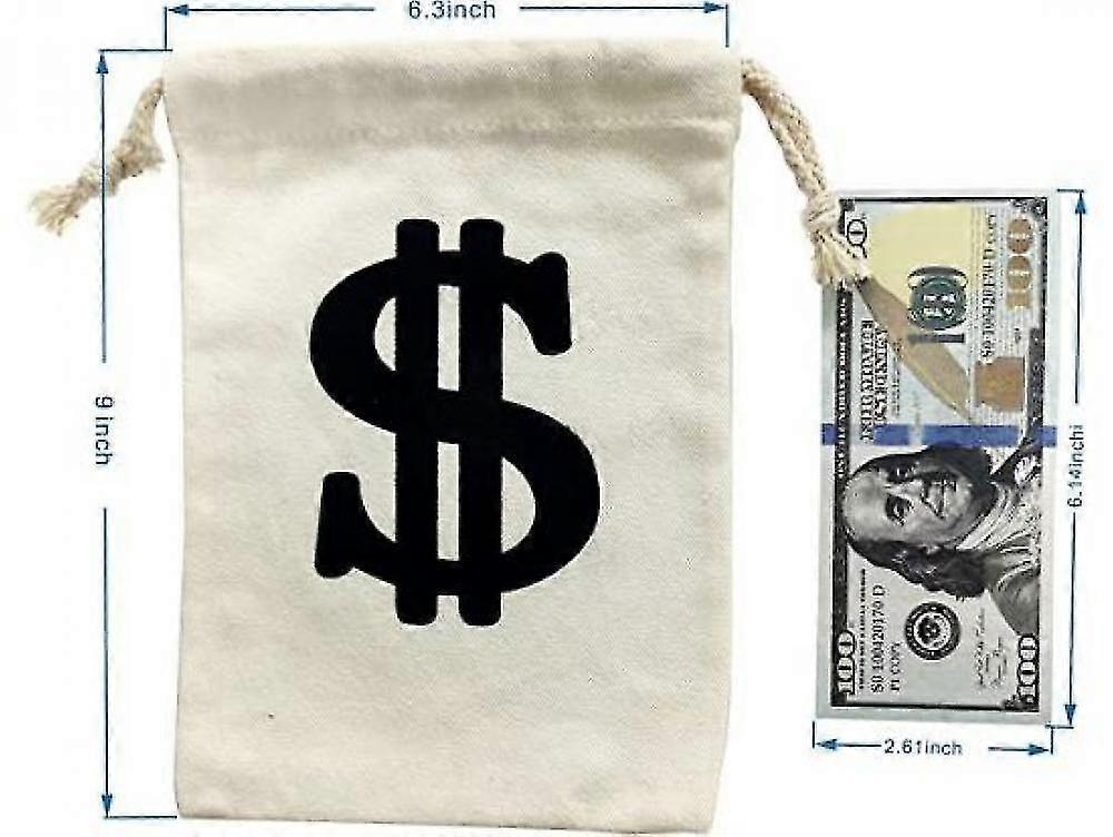 Drawstring Money Bags Dollar Sign Bank Bag Burlap Drawstring Bag Dice ...